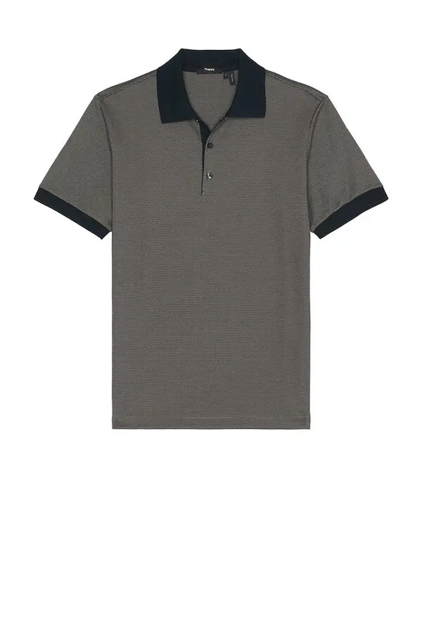 Theory Geo Jacquard Polo In Grey - Baltic & Earl Grey