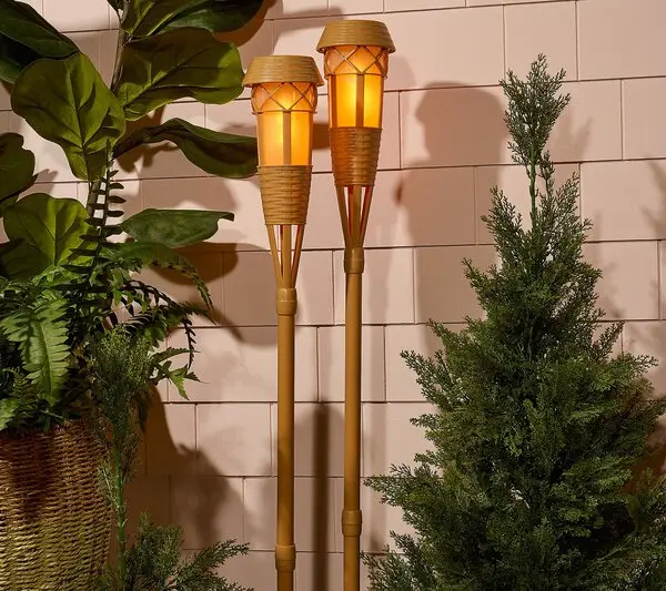 COMPASS HOME Set Of 2 Solar Torch Light