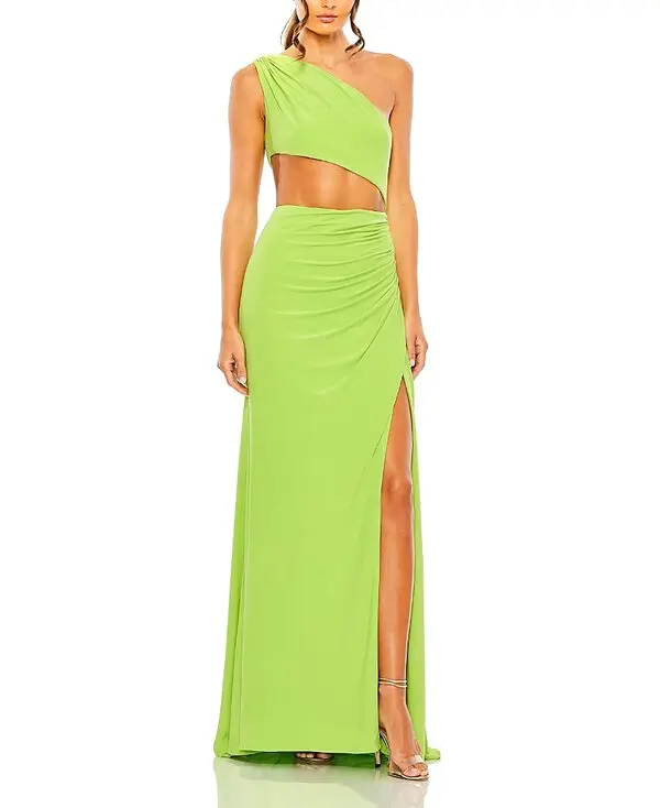 Mac Duggal Cut Out One Shoulder Gown - Spring Green