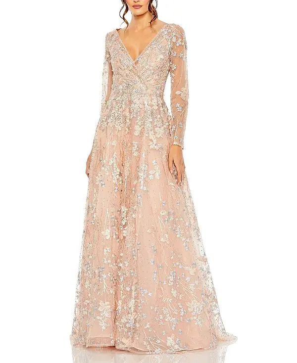 Mac Duggal Embellished A-line Gown - Peach