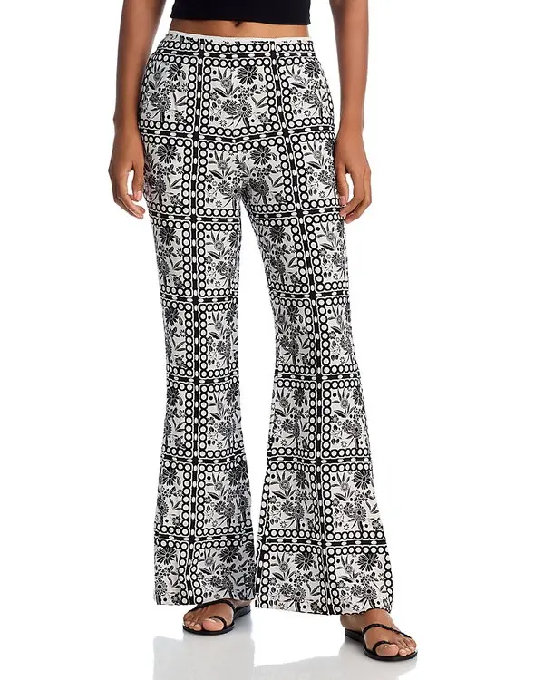 Aqua Tile Printed Flare Pants