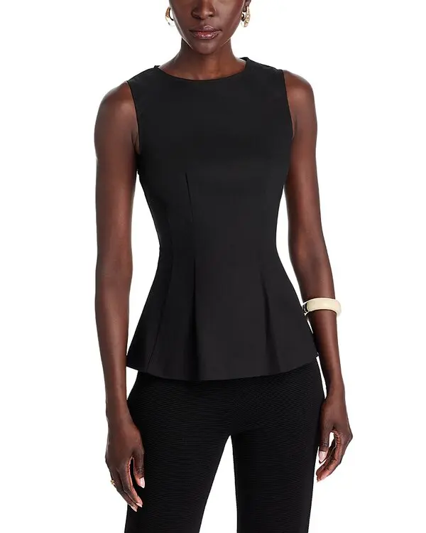 Aqua Peplum Hem Top - Black
