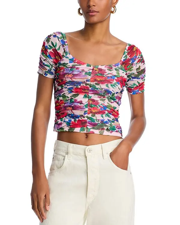 Aqua Floral Mesh Top