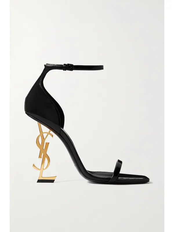 Saint Laurent Opyum Patent-leather Sandals - Black