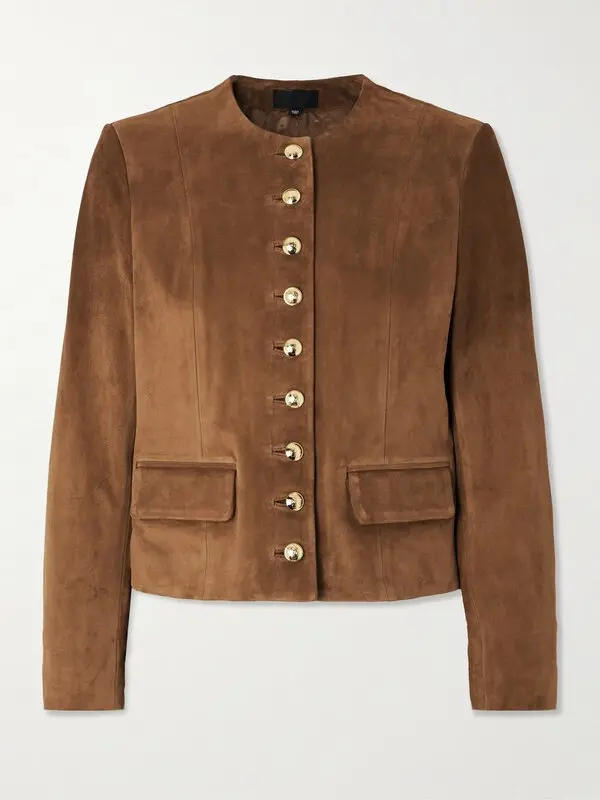 NILI LOTAN Nanon Suede Jacket - Brown