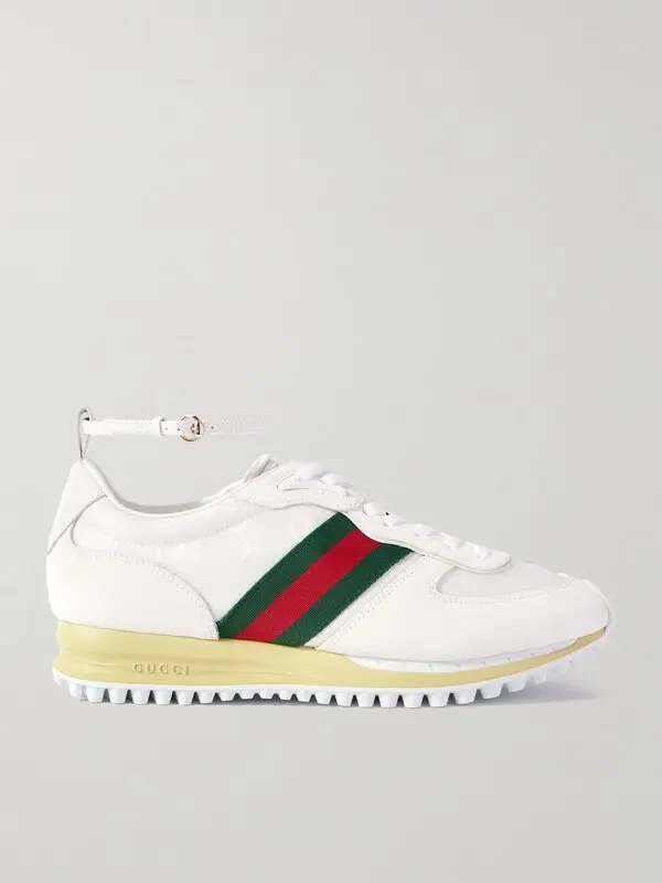 Gucci Nora Suede And Canvas Sneakers - White