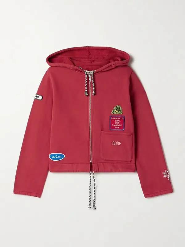 BODE Camper Appliquéd Cotton-jersey Hoodie