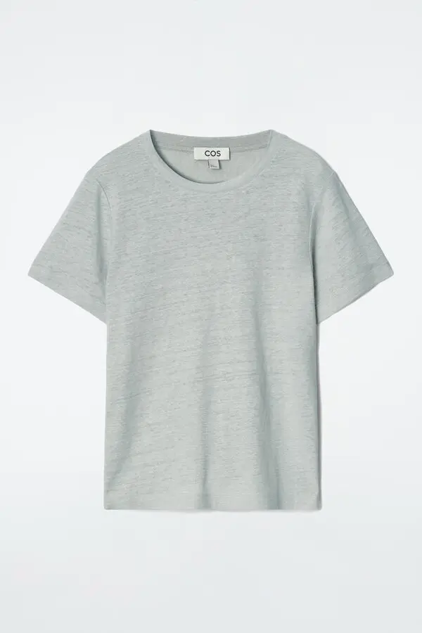 Cos Crew-neck Linen T-shirt - Turquoise