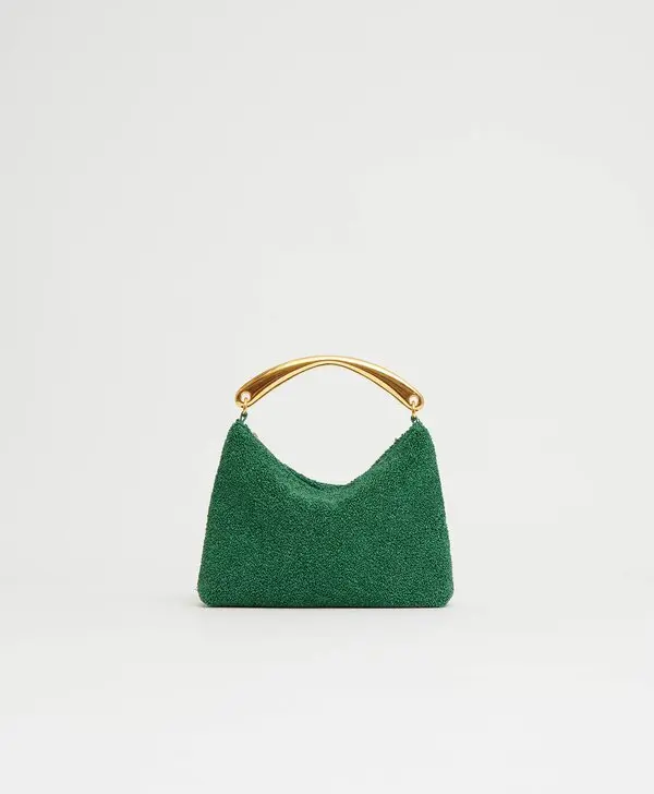 MANSUR GAVRIEL Metal Handle Hera Bag - Leaf Textured Raffia
