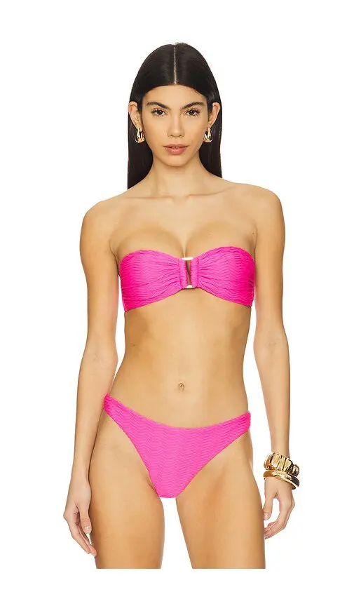 MILLY Margot Textured Chevron Bandeau Bikini Top