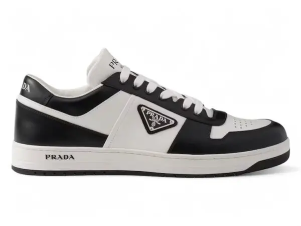 Prada Downtown Leather Sneakers - White/black