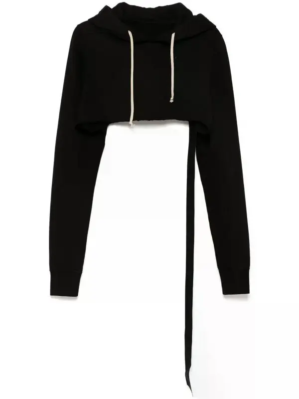 Rick Owens Cropped Hoodie - Black