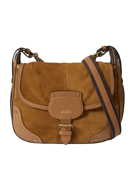 Isabel Marant Sierra Studded Leather-trimmed Shoulder Bag - Brown
