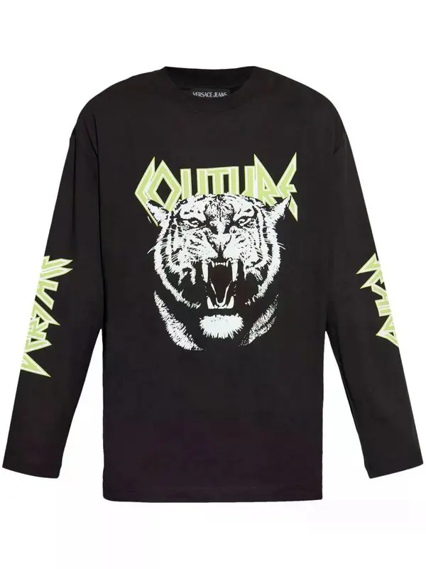 Versace Tiger-Print T-Shirt In Black 41% Off Editorialist