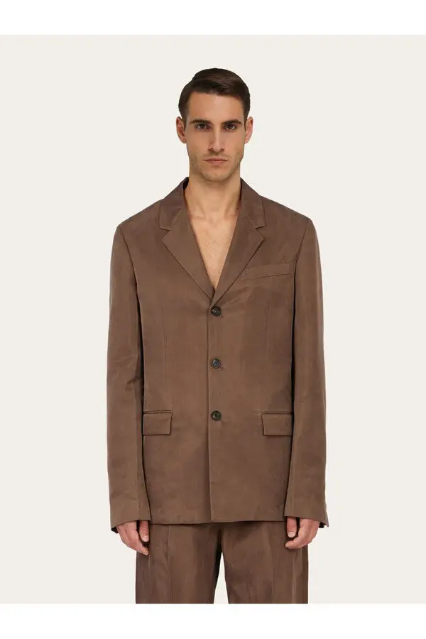 FERRAGAMO Single Breasted Blazer - Natural