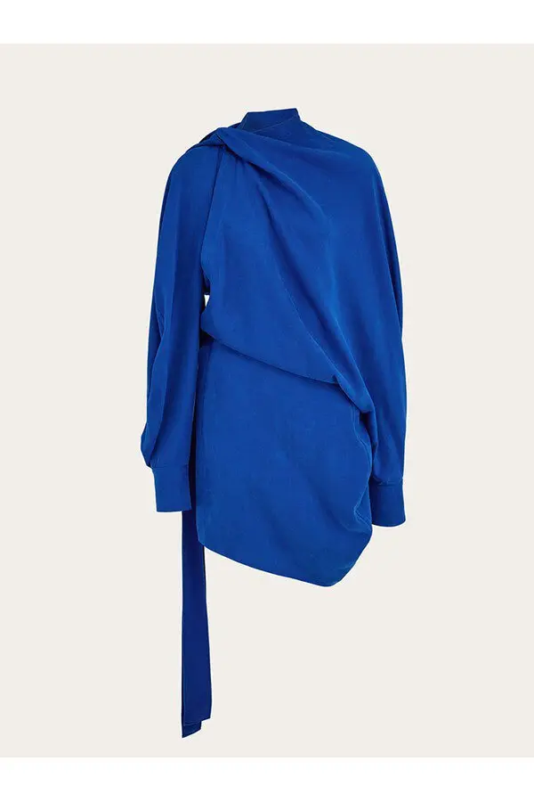 FERRAGAMO Asymmetric Mini Dress - Blue