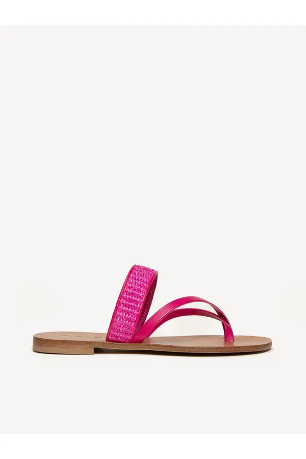 M. Gemi The Medio Raffia Sandals - Fuchsia