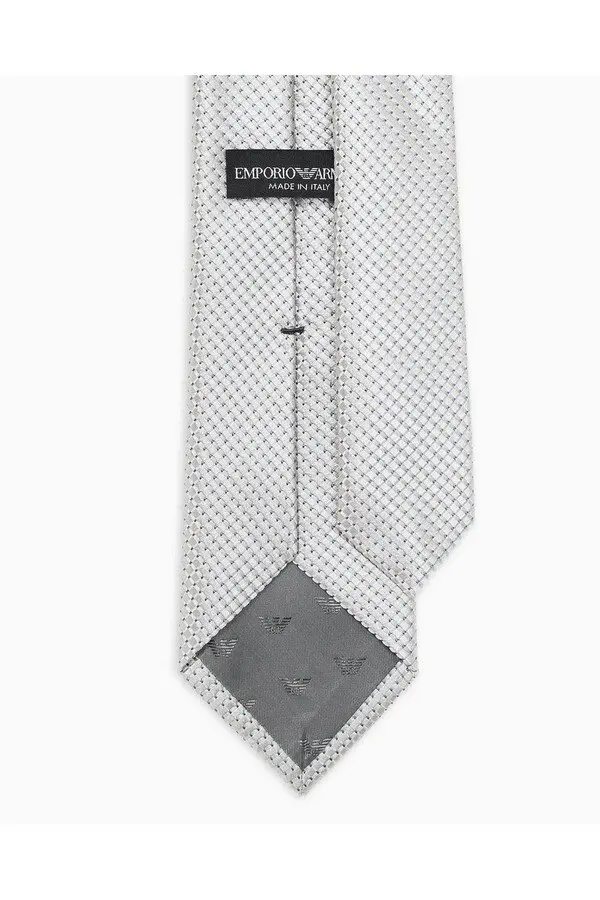 Emporio Armani Jacquard Micro-check Pure Silk Tie - Grey
