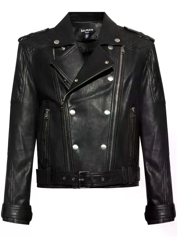 Balmain Double-breasted Leather Biker Jacket