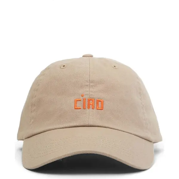 Clare V. Cotton Baseball Cap - Khaki W/ Faded Tangerine
