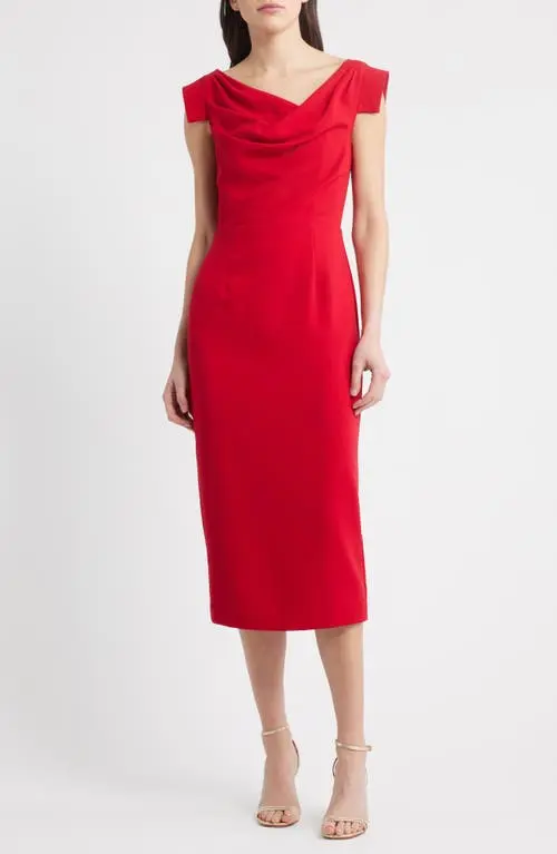 Black Halo Jacqueline Midi Gabardine Sheath Dress - Bonfire