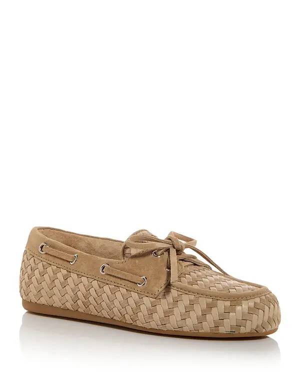 Miu Miu Woven Boat Loafers - Ecru