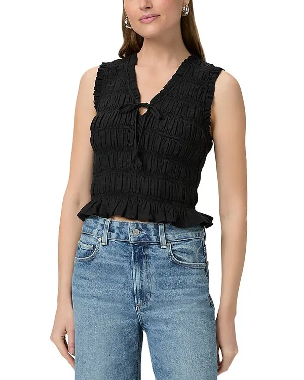 Paige Devi Smocked Top - Black