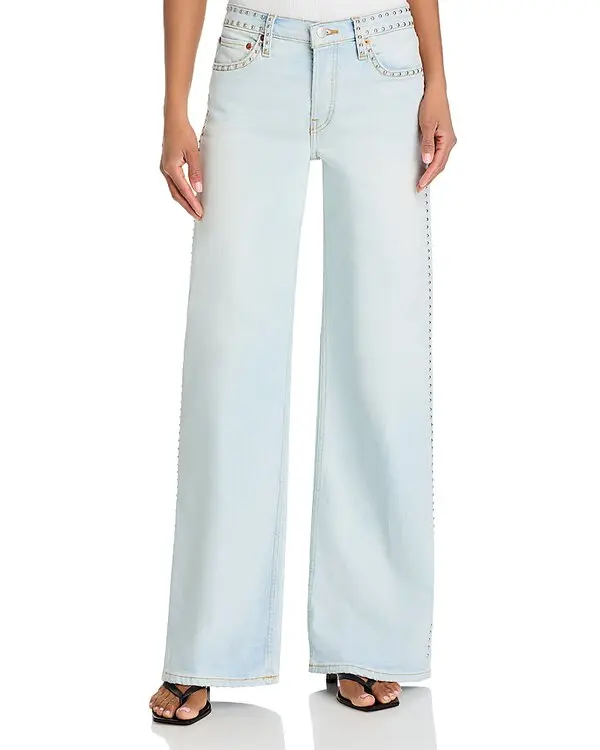 RE/DONE Studded Mid-rise Wide Leg Jeans