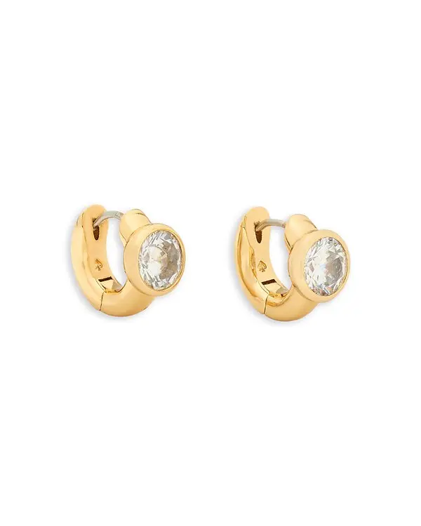 Kate Spade New York Stone Huggie Hoop Earrings - Clear/gold