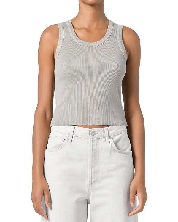 AGOLDE Shrunken Poppy Ribbed Tank Top - Drab