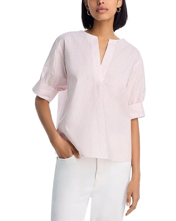 FRAME The V Neck Popover Top - Azalea Multi