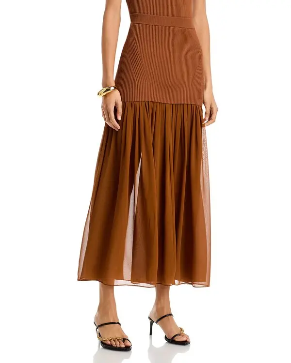 A.L.C. Hayden Mixed Media Skirt - Light Chesnut