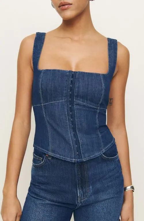 REFORMATION Tagliatelle Sleeveless Denim Shirt
