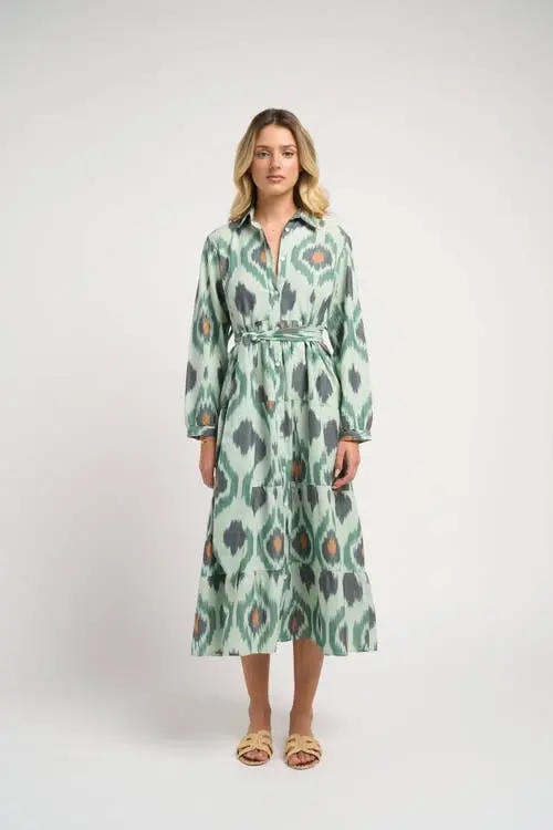 GUADALUPE DESIGN Ariel Ikat Shirt Dress