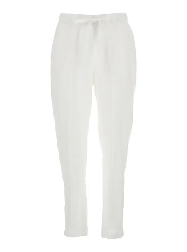 SEMICOUTURE Linen Tapered Pants - White