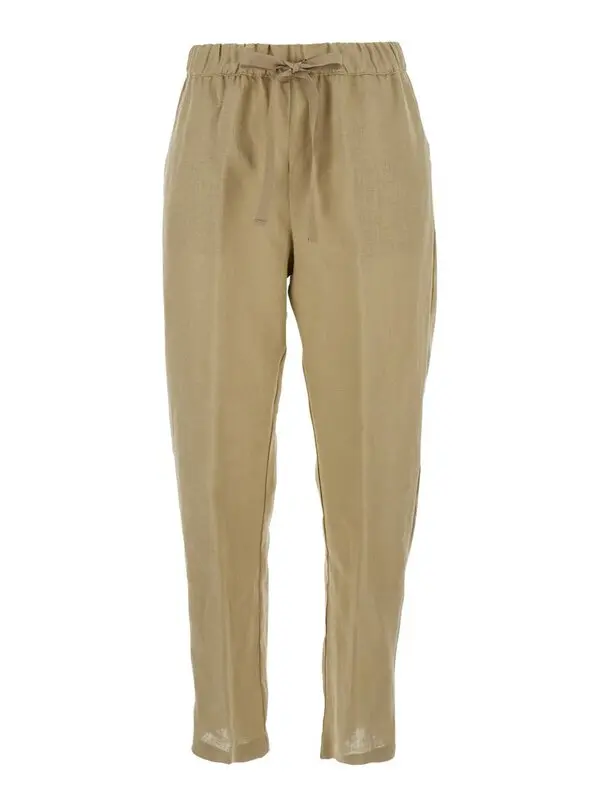 SEMICOUTURE Linen Tapered-leg Pants - Beige