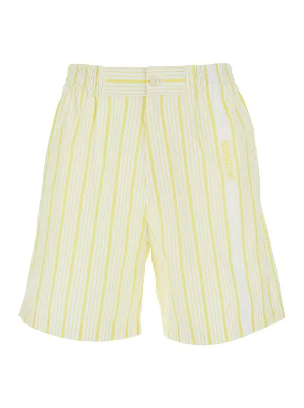 Jacquemus Le Short Aloe Striped Cotton Shorts - White