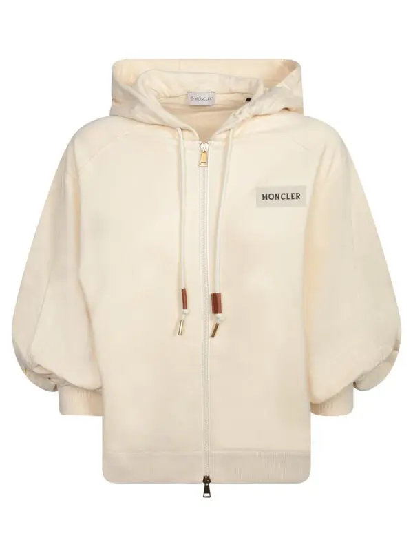 Moncler Hooded Zip-up Sweatshirt - White