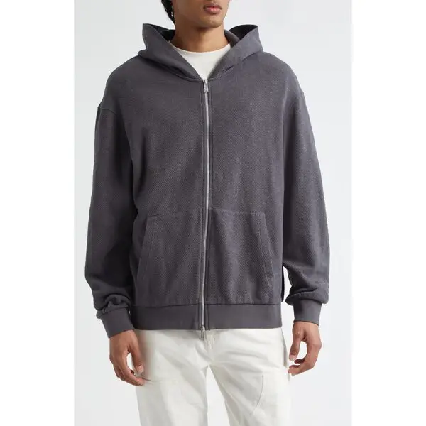 PALMES Waffle Stitch Zip Hoodie