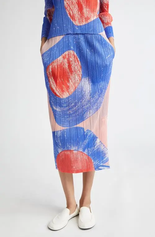 Issey Miyake Backlight Pleated Midi Skirt - Red