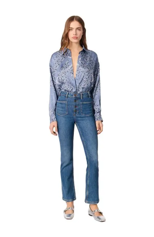 Maje Flowing Printed Shirt - Blue Bandana Print