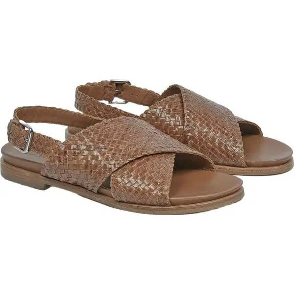 CELTIC & CO. Leather Woven Crossover Sandal - Brown