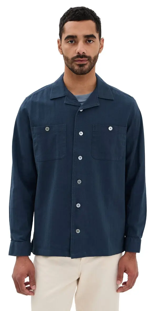 FAR AFIELD Hiro Herringbone Twill Shirt Jacket