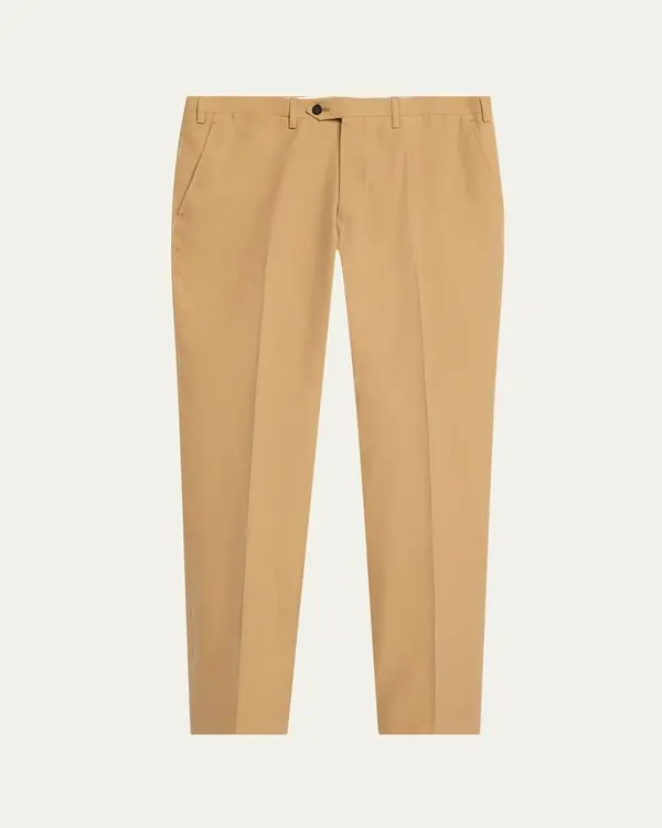 Kiton Flat-front Twill Pants - Lt Brwn