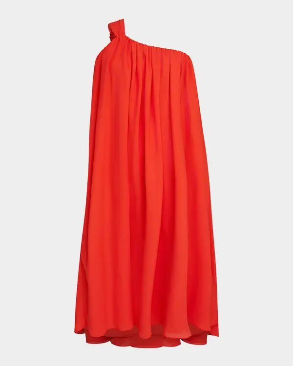 Halston Rafelle One-shoulder Georgette Midi Dress