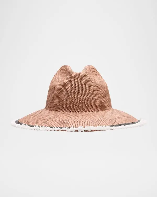 Brunello Cucinelli Straw Fedora With Beaded Trim