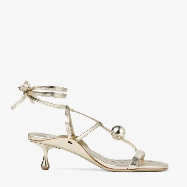 JIMMY CHOO Zyra 50 Metallic Leather Sandals - Gold/gold/gold