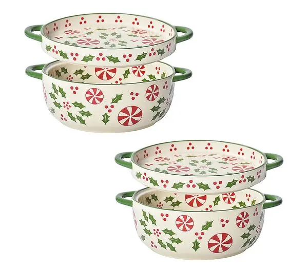 TEMP-TATIONS Seasonal Set Of 2 1.5qt Bakers W D Eep Dish Lid-i