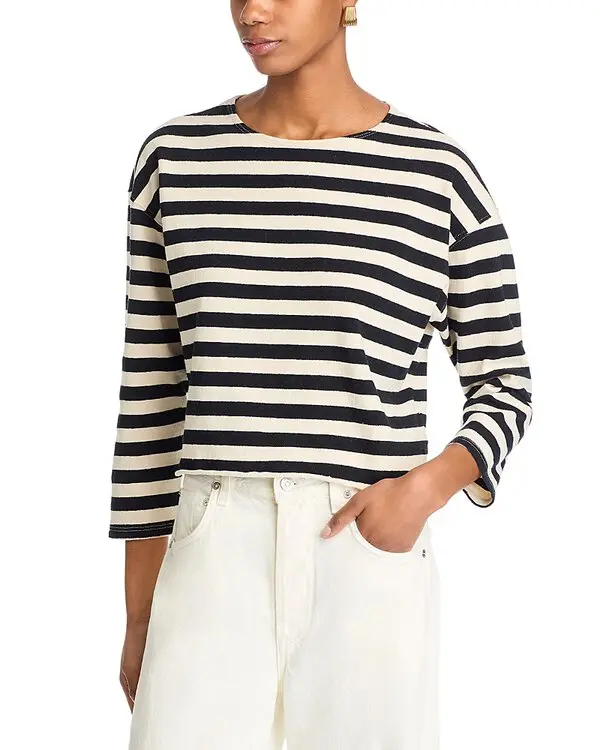 PERFECTWHITETEE Taylor Striped Top - Black/natural Stripe