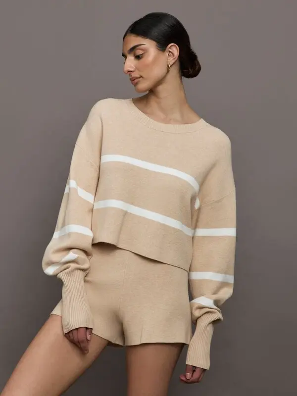 LUNE Olly Cropped Striped Sweater